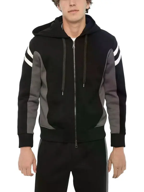 Neil Barrett Panelled Zip-up Hoodie - Black