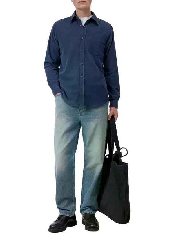Closed Button-down Corduroy Shirt - Blue