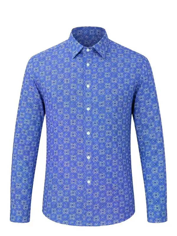 PENINSULA SWIMWEAR Bolgheri Geometric-print Shirt - Blue