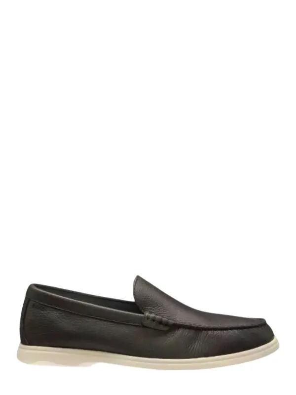 BOSS Grained Leather Loafers - Brown