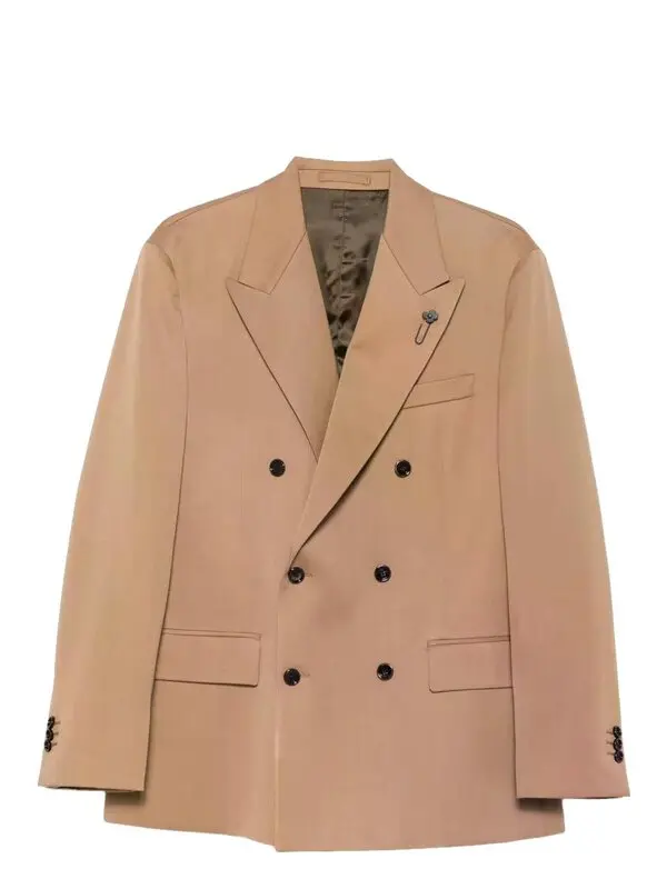 LARDINI Double-breasted Peak-lapel Blazer - Neutrals