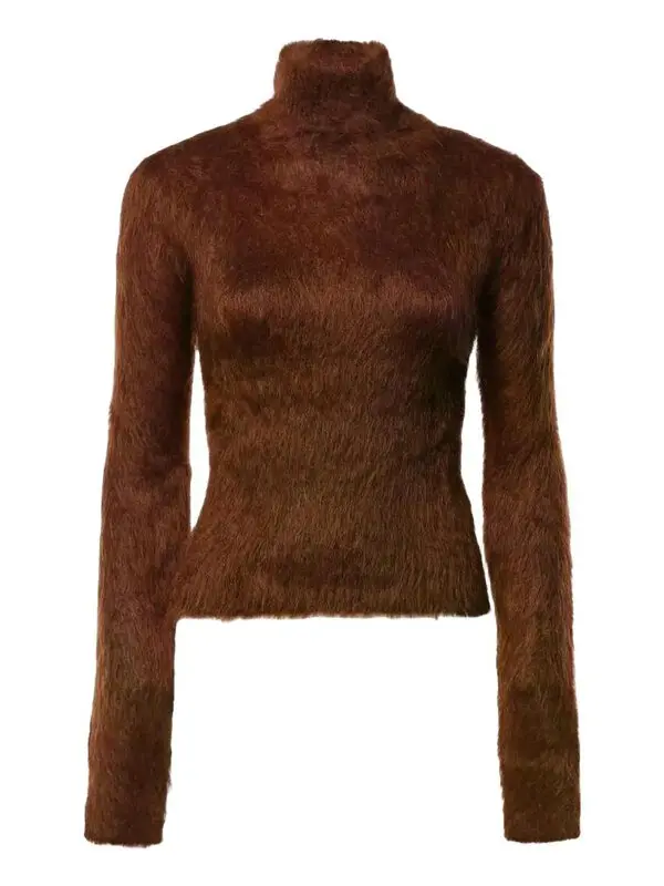 DONDUP Brushed Effect Roll Neck Sweater - Brown