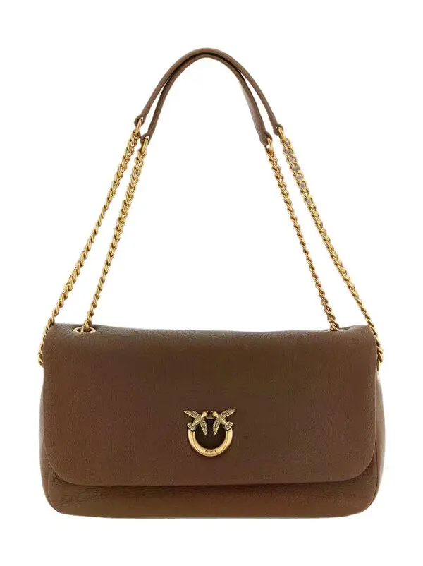 Pinko Love Birds Leather Shoulder Bag - Brown