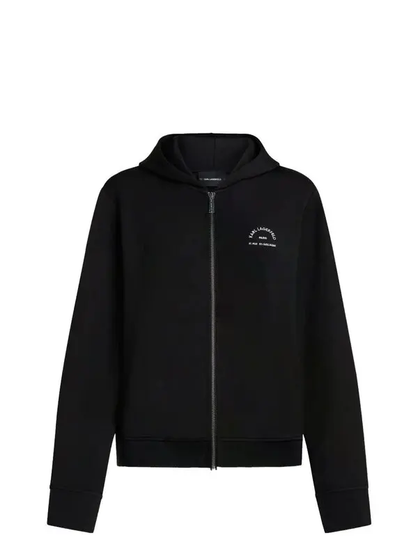 Karl Lagerfeld Zip-up Hoodie With Balloon Sleeves - Black