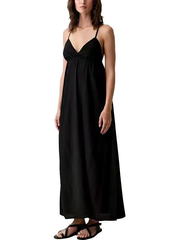BENETTON Sleeveless Maxi Dress With Criss-cross Back - Black
