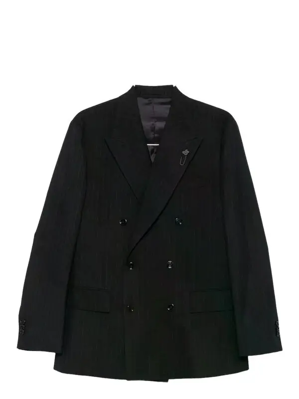 LARDINI Pinstripe Double-breasted Blazer - Blue
