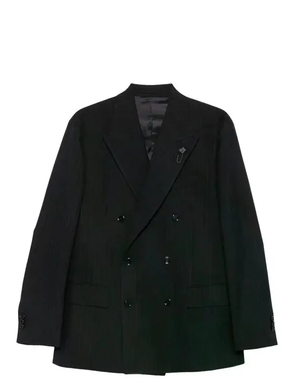 LARDINI Pinstripe Double-breasted Blazer - Blue