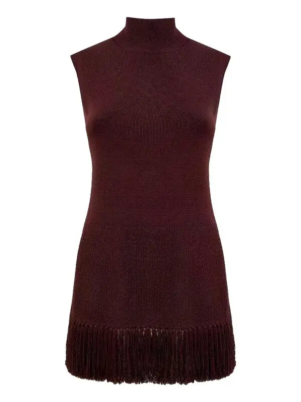Clea Tiama Knit Top With Fringe Hem - Brown
