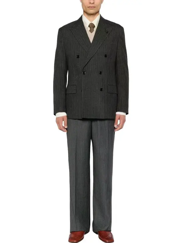 LARDINI Pinstripe-pattern Double-breasted Blazer - Grey