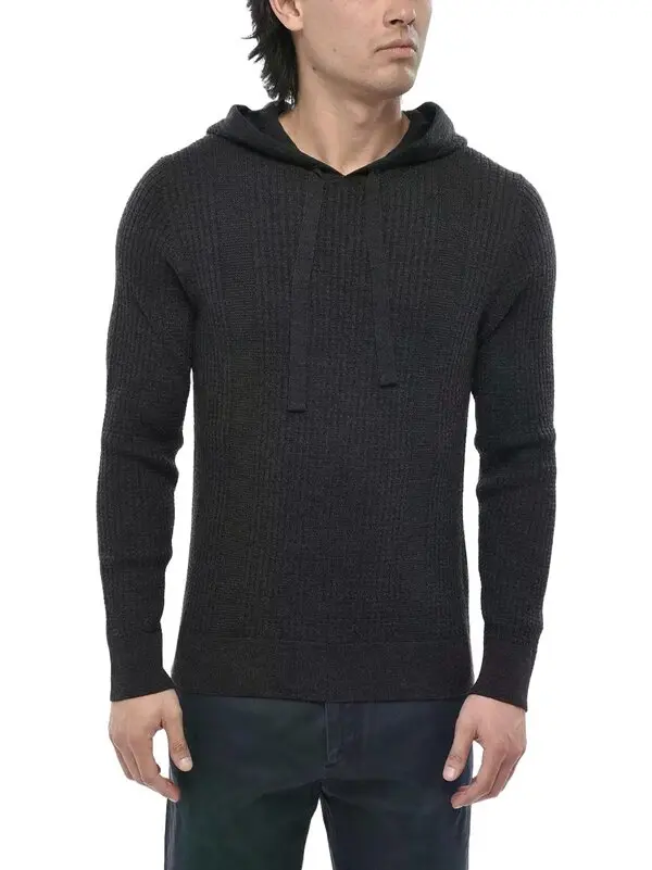 PAOLO PECORA Ribbed Knit Hoodie - Grey