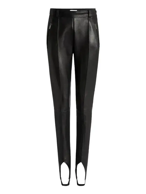 Balmain Lambskin Trousers With Stirrup Detail - Black