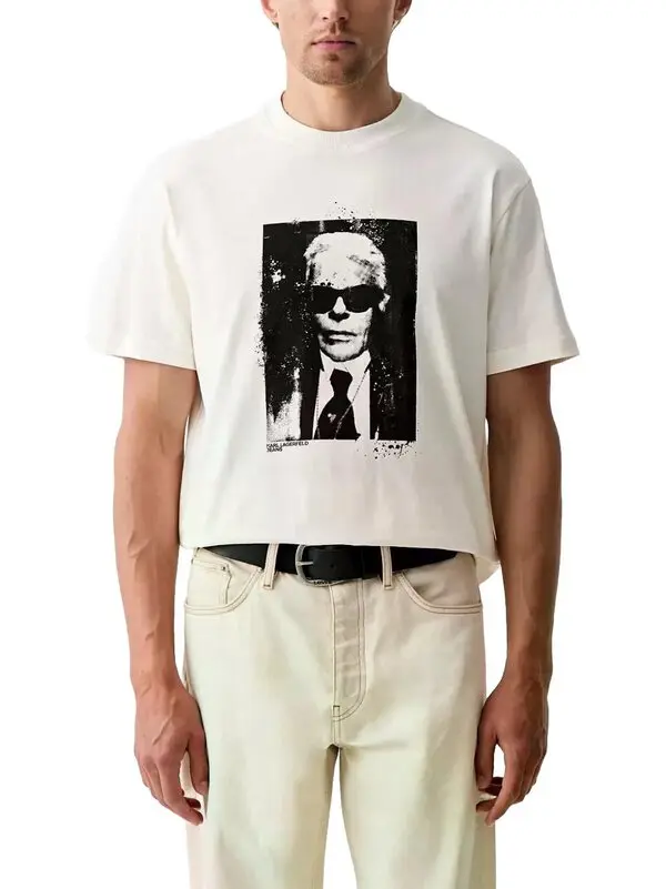 Karl Lagerfeld Graphic-print Crew-neck T-shirt - Neutrals