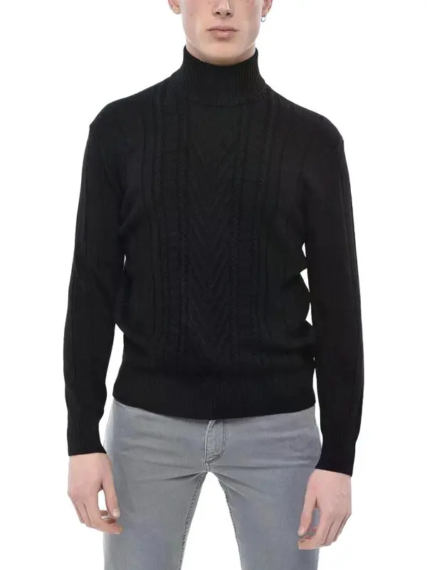 PAOLO PECORA Cable-knit Wool Turtleneck Sweater - Black