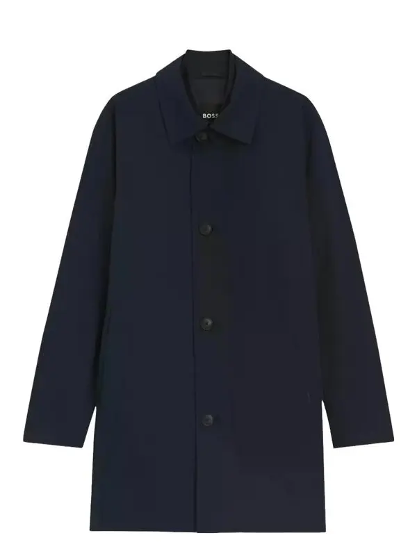BOSS Button-up Collared Coat - Blue