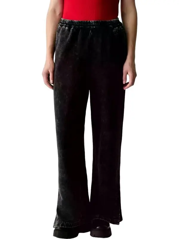 Karl Lagerfeld Acid-wash Logo Embroidered Track Pants - Black
