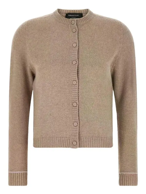 Fabiana Filippi Ribbed-trim Long-sleeve Cardigan - Neutrals