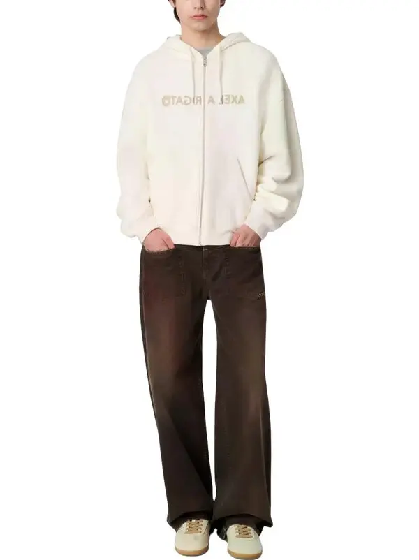 Axel Arigato Rhys Logo-embroidered Zip-up Hoodie - Neutrals