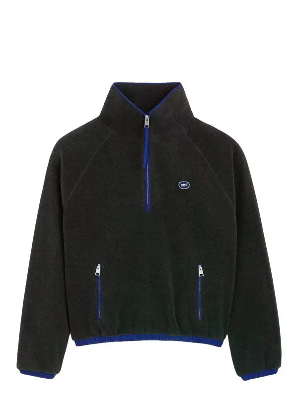 AMI Paris Fleece Vareuse With Patch - Grey