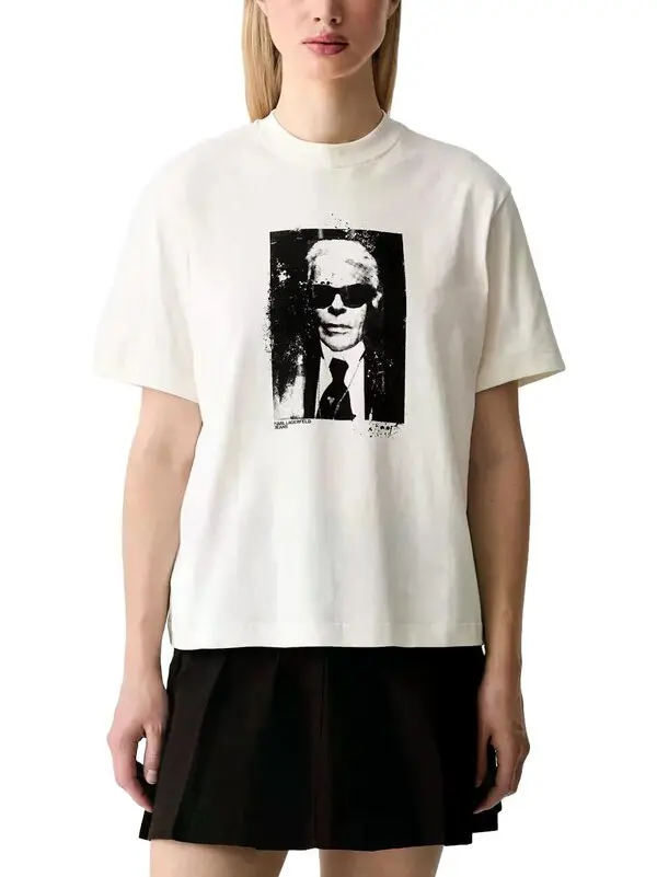 Karl Lagerfeld Graphic Print Cotton T-shirt - White