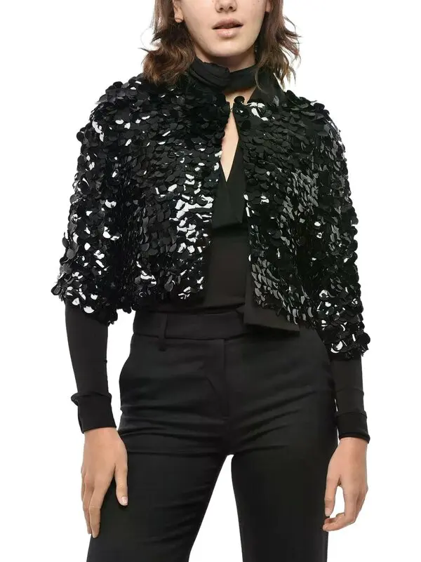 P.a.r.o.s.h Sequin Embellished Cropped Jacket - Black