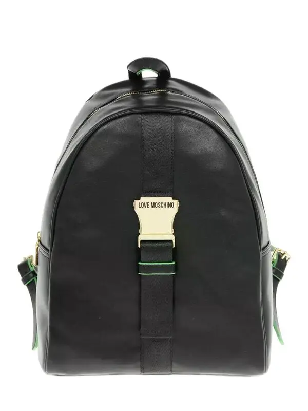 Moschino Logo Buckle Backpack - Black