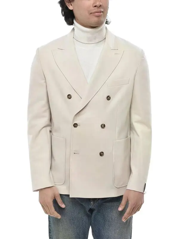 PAOLO PECORA Double-breasted Patch-pocket Blazer - Neutrals