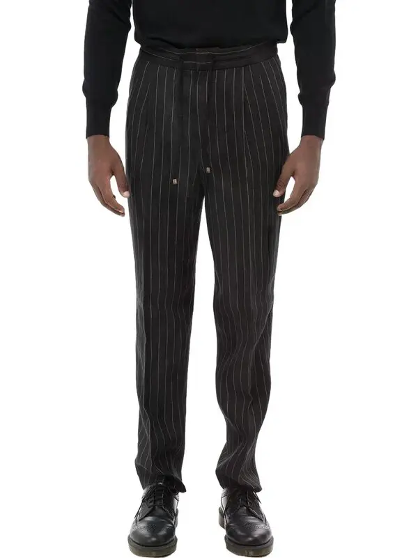 Brunello Cucinelli Pinstriped Trousers - Black