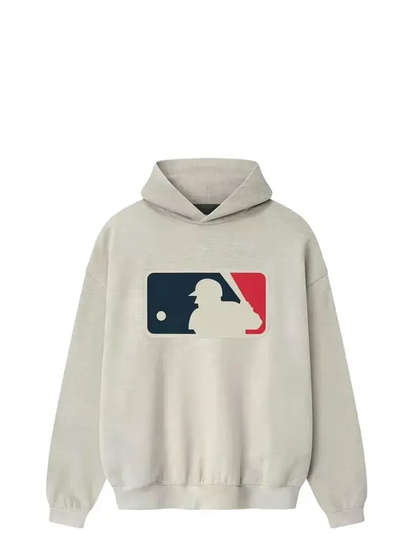 Fear Of God Drop Shoulder Hoodie With Logo Patch - Grey