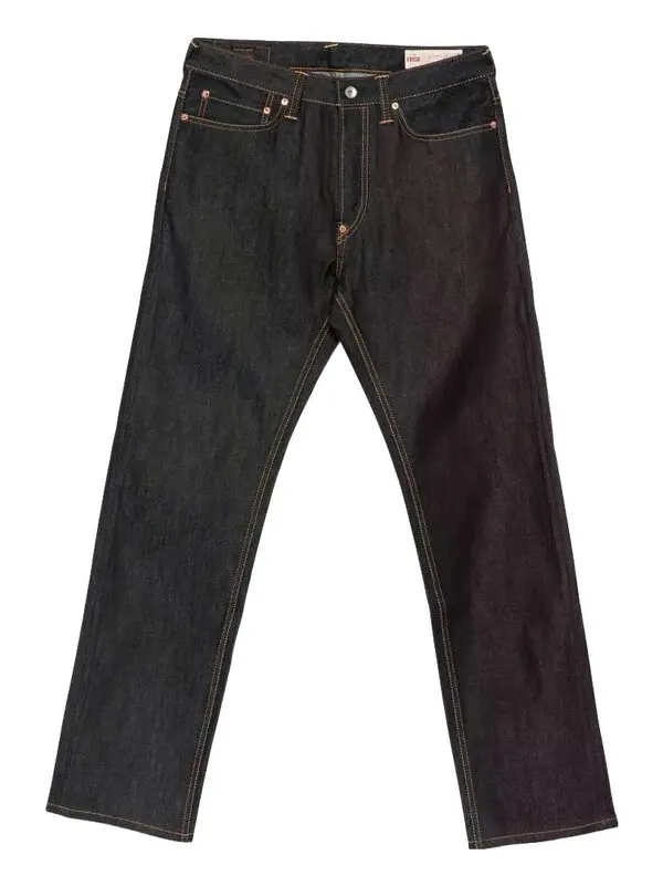 EVISU Seagull Print Contrast Stitch Jeans - Blue