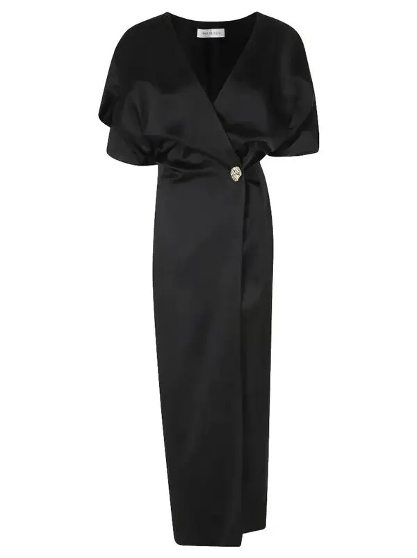 Raquel Diniz Anastasia Draped Midi Dress - Black