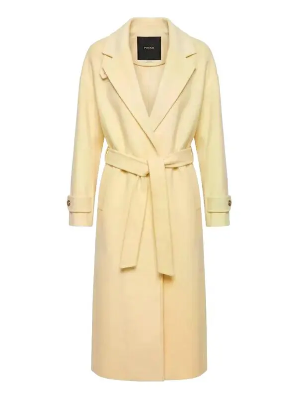 Pinko Casella Belted Coat - Yellow