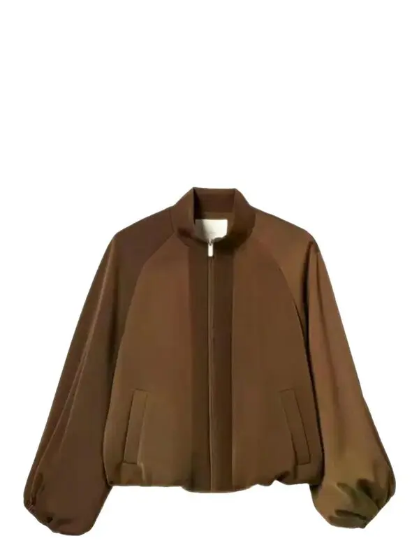 TWINSET Zip-up Balloon-sleeve Bomber Jacket With Satin Finish - Brown