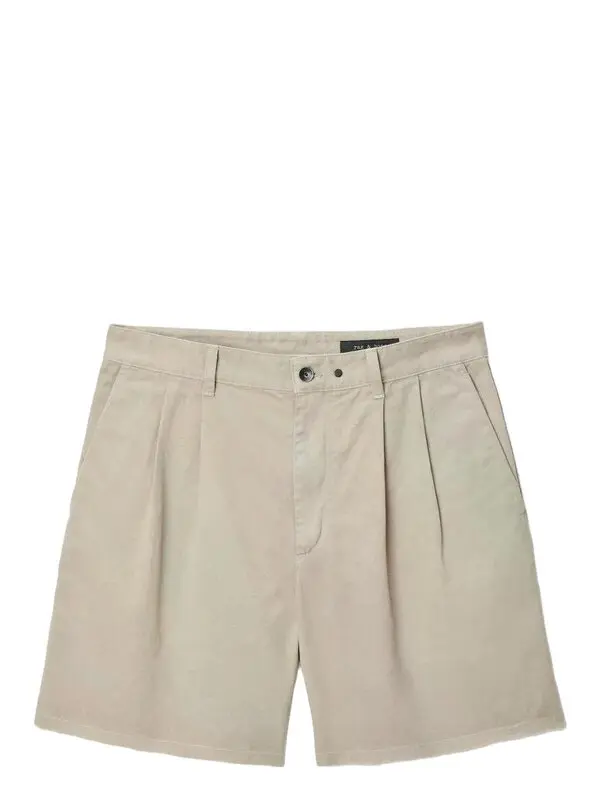 Rag & Bone Pleated Frayed-hem Shorts - Neutrals