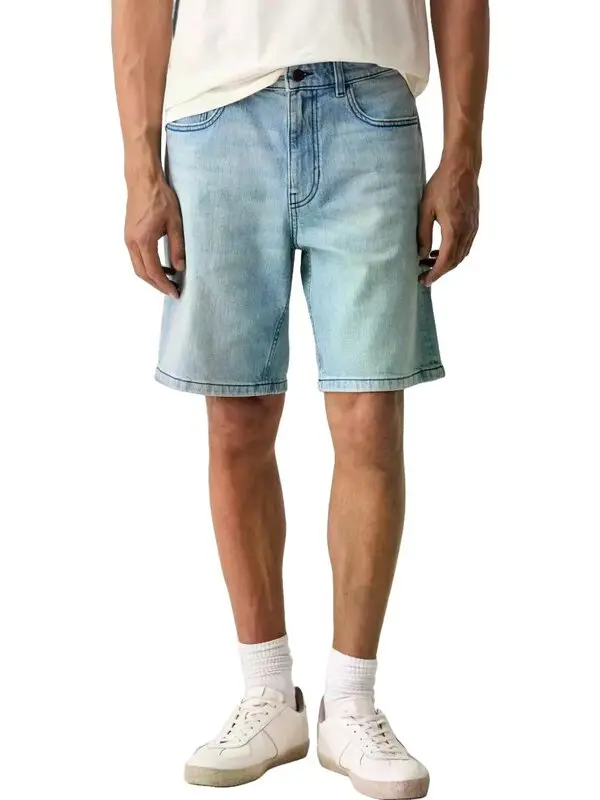 BENETTON Regular-fit Washed Denim Shorts - Blue