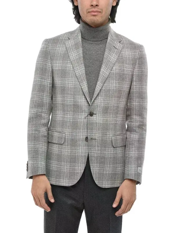 Corneliani Checked-pattern Single-breasted Blazer - Grey