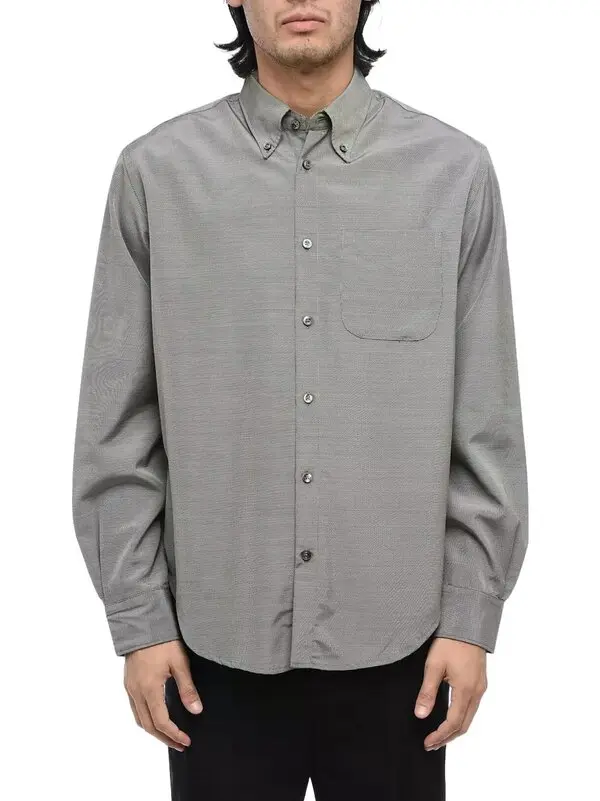 4SDESIGNS Asymmetric Micro Pied-de-poule Shirt - Grey