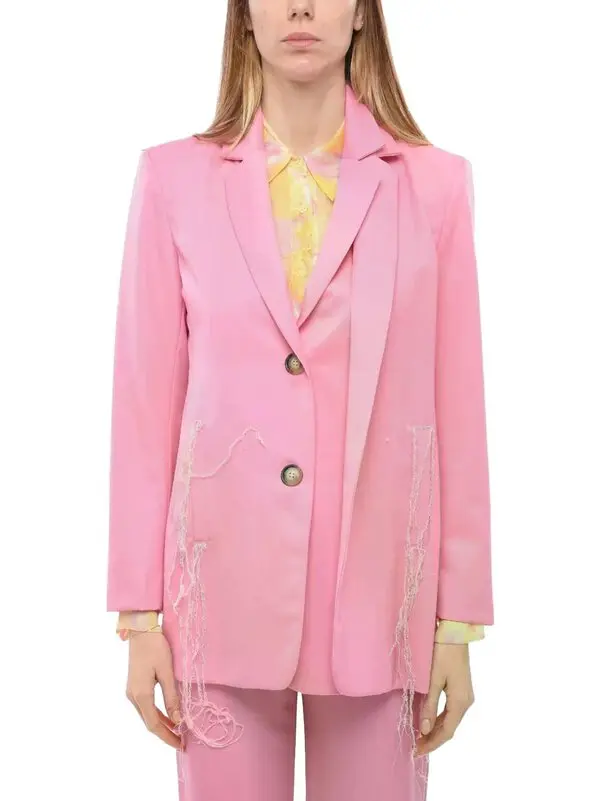 JULFER Wool Fringed Single-breasted Jacket - Pink