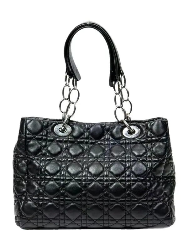 Dior Cannage Quilted Leather Tote Bag - Black