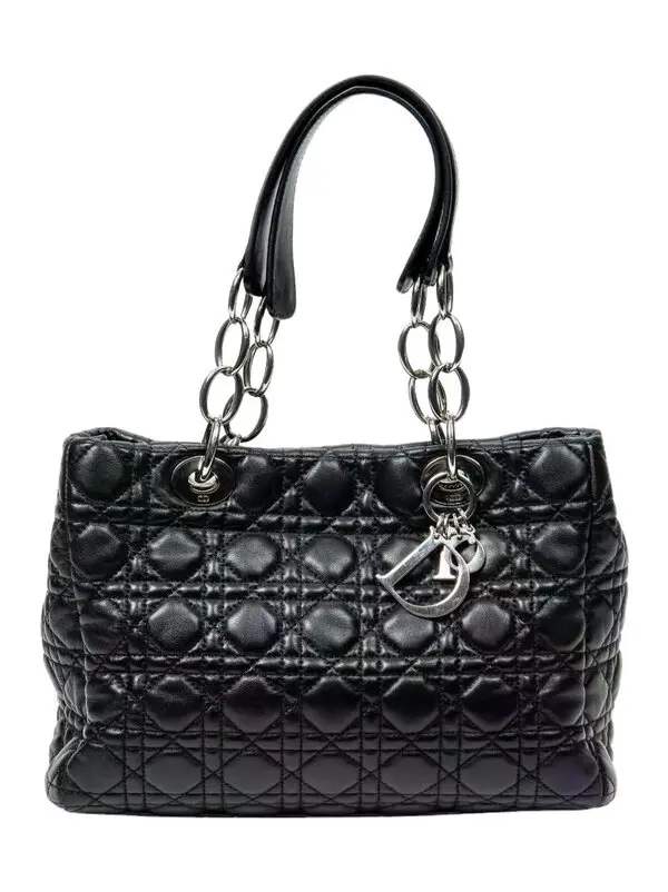 Dior Cannage Quilted Leather Tote Bag - Black