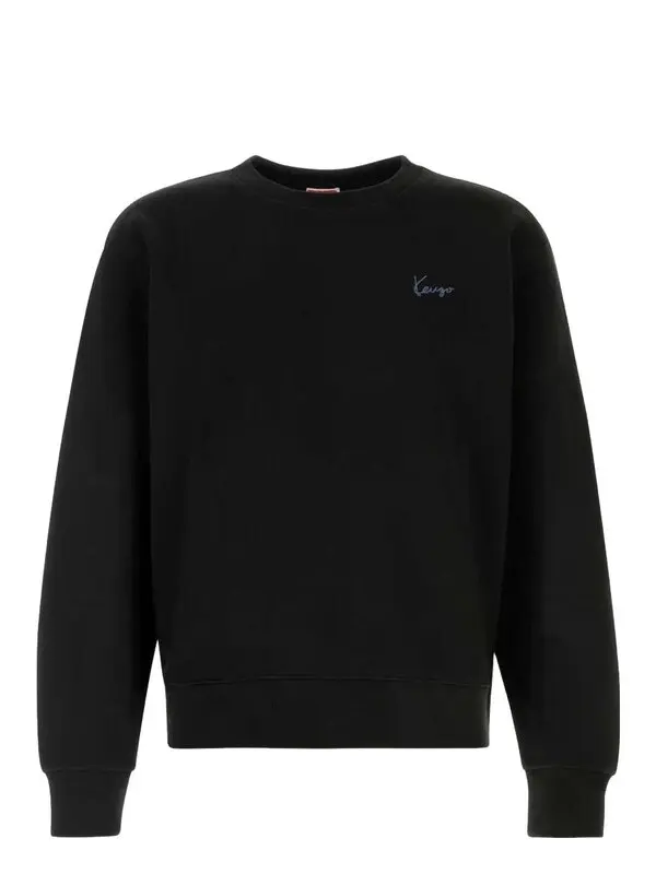 Kenzo Signature Logo-embroidered Crew Neck Sweater - Black