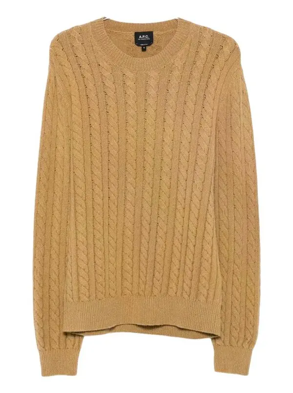A.p.c. Cable-knit Wool Crewneck Sweater - Brown