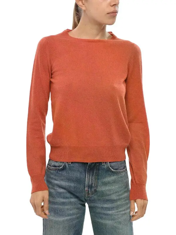 Malo Crew Neck Long Sleeve Fine Knit Sweater - Orange