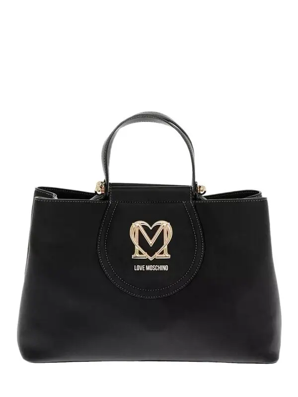 Moschino Logo Plaque Tote Bag - Black