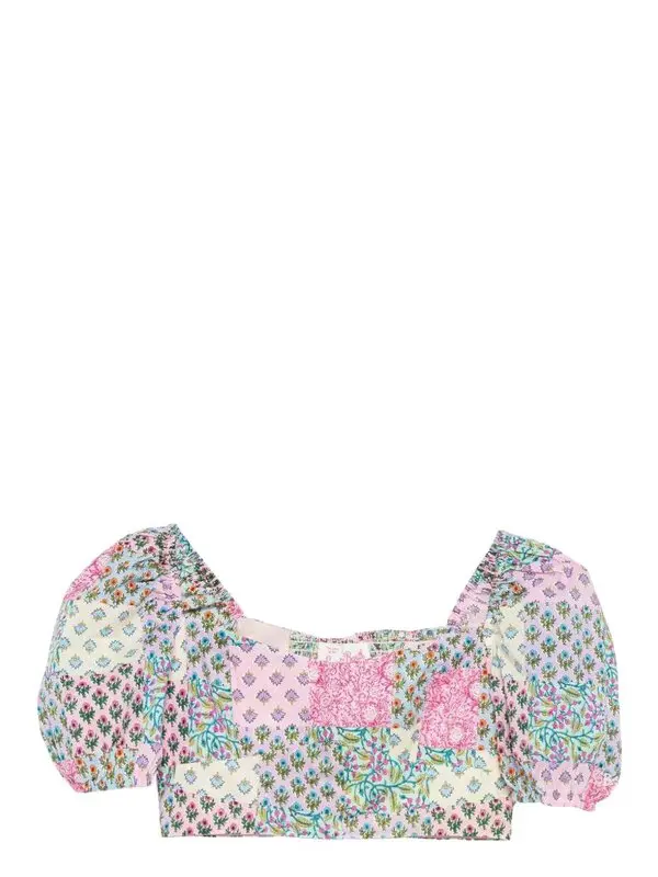 MC2 SAINT BARTH Delia Square-neck Floral-detail Top - Pink