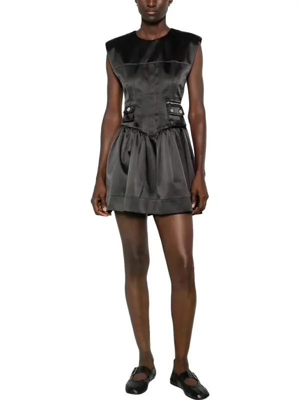 GANNI Corset-style Mini Dress With Cargo Pockets - Black