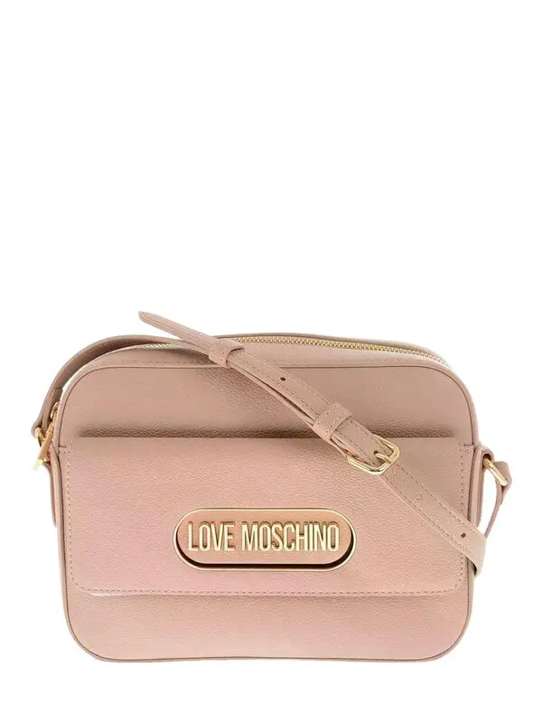 Moschino Logo Plaque Shoulder Bag - Neutrals
