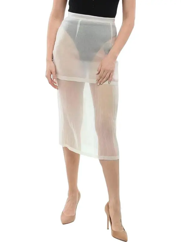SUPER BLOND Silk Midi Skirt - Neutrals