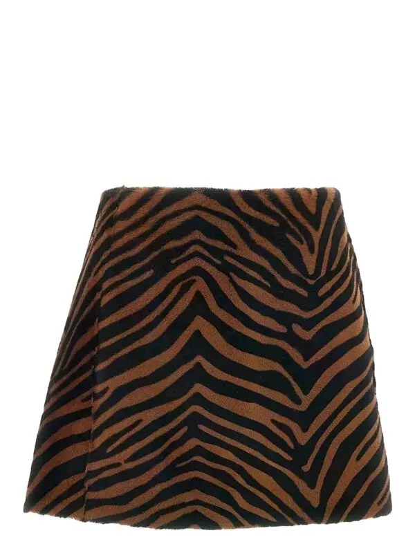 P.a.r.o.s.h Zebra Print Faux Fur Mini Skirt - Brown