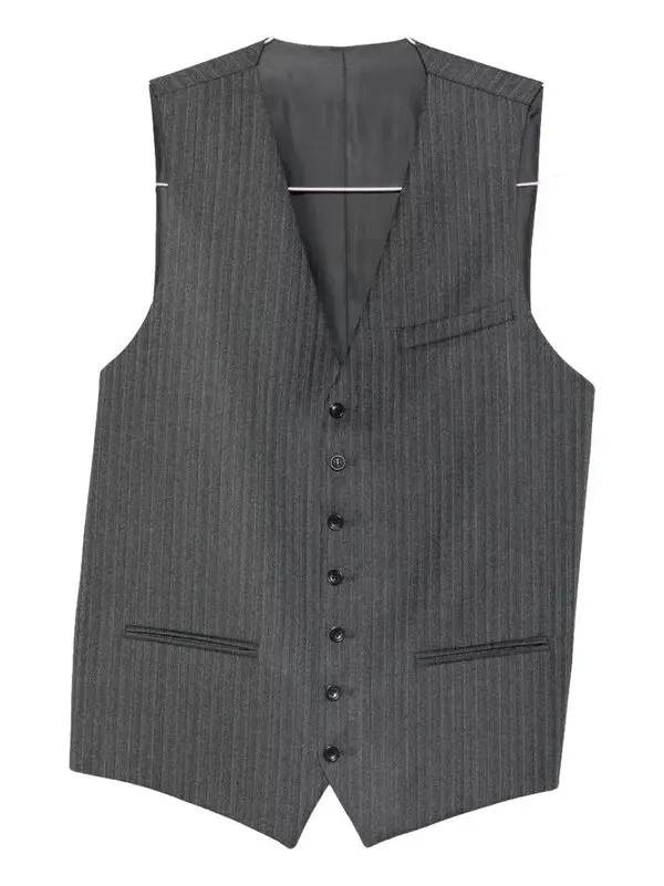 REVERES 1949 Charcoal Pinstripe Gilet - Grey