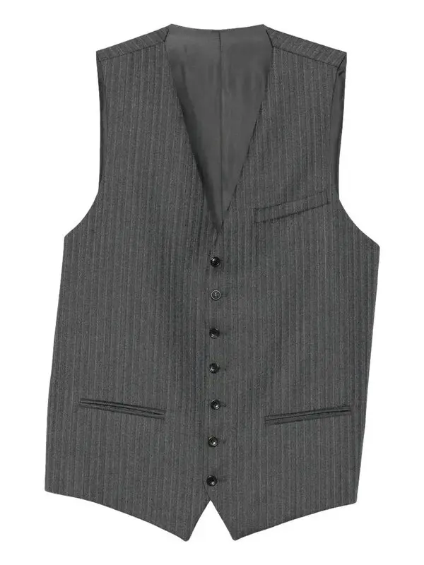REVERES 1949 Charcoal Pinstripe Gilet - Grey